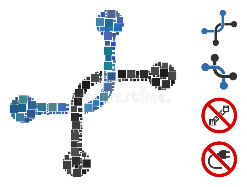 Collage Bypass Connection Icon with Textured Matted Stamp Stock Vector ...