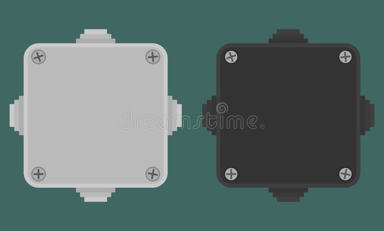 Square cable junction box stock vector. Illustration of grey - 342308730