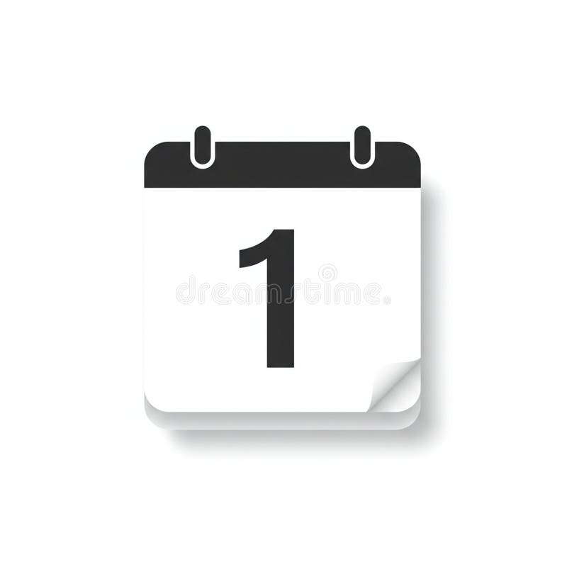 Square Calendar Icon with a Black Top Binding and White Background. a ...