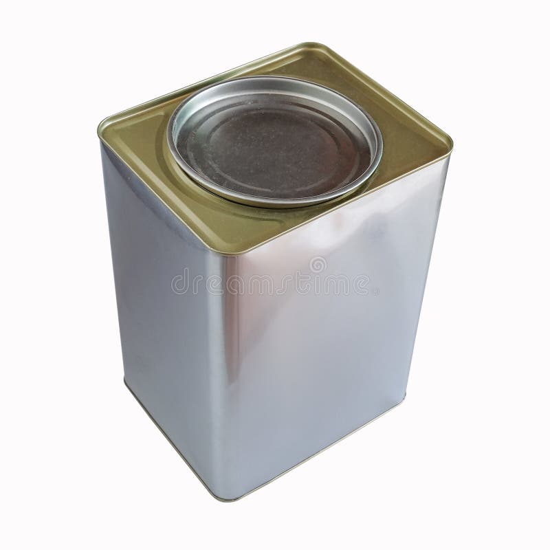 Square Can Bucket Container for Food Stock Photo - Image of metallic ...