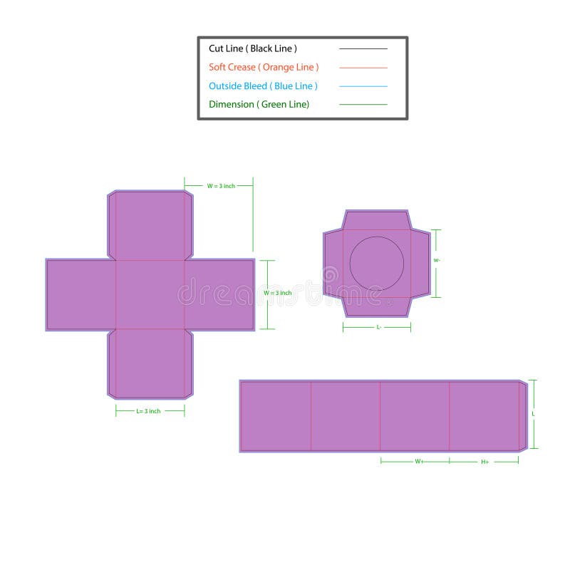 Square Candle Box Dieline Template, Vector Design Stock Vector ...