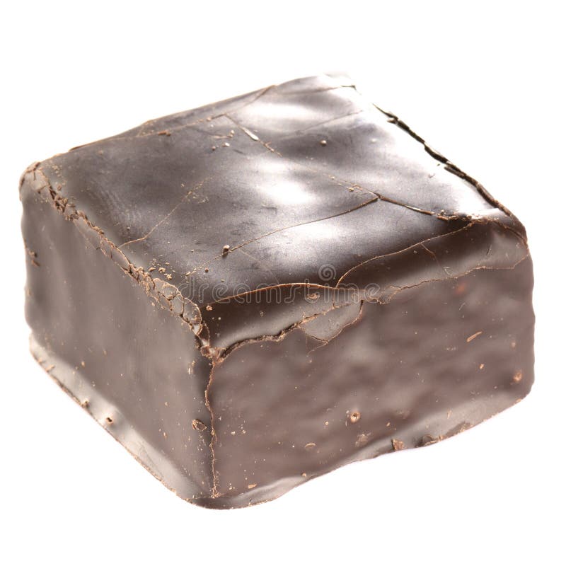 Square Candy in Caramel Glaze Decorated with Chocolate and a Ball ...