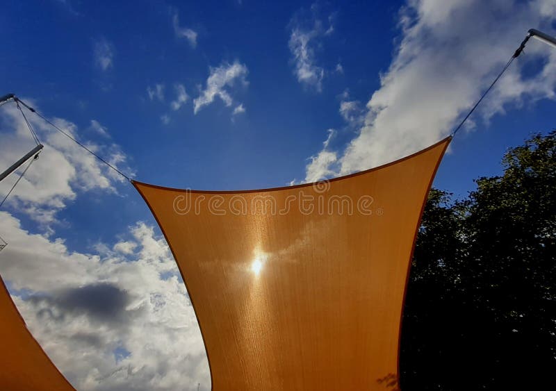 Square Canvas Stretched, Shading from Sun and Rain Over Terrace Ofr ...