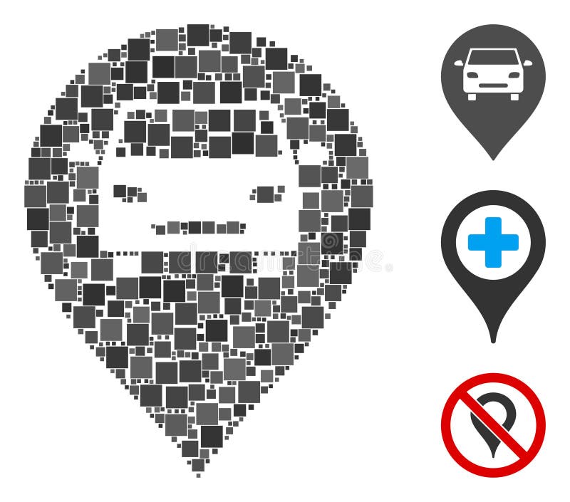 Square Car Map Marker Icon Vector Mosaic Stock Illustration ...