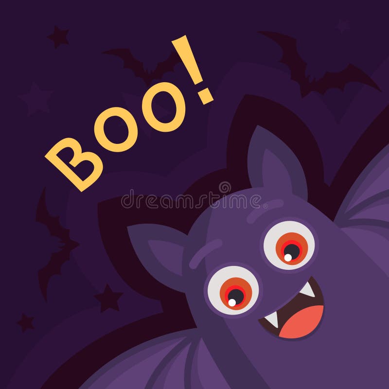 Square Card with Bat Halloween Vector with Inscription Boo Stock Vector ...