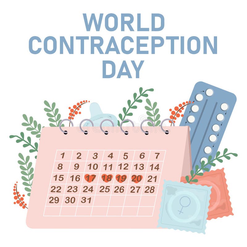Square Card World Contraception Day in Flat Style Stock Vector ...