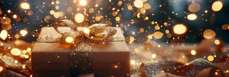 Square Cardboard Box Emanating Enchanting Golden Light, Creating a ...