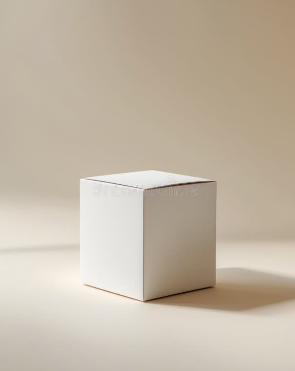 Square Cardboard Box Mockup Neutral Beige Background Stock Photo ...