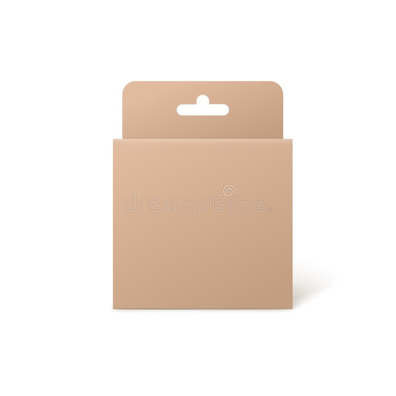 Square Cardboard Pack Box with Hang Tab - Realistic Isolated Mockup ...