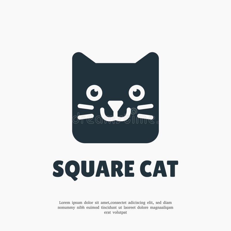 Square Cat Logo Design Template Stock Vector - Illustration of face ...