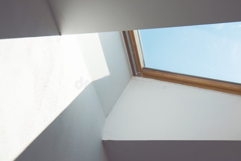 Square Ceiling Window. Looking Up To the Sky Stock Image - Image of ...