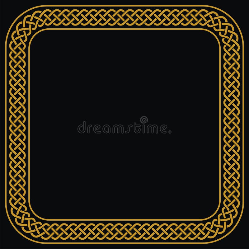 Square Celtic Knots Vector Medieval Frame in Black and White Stock ...