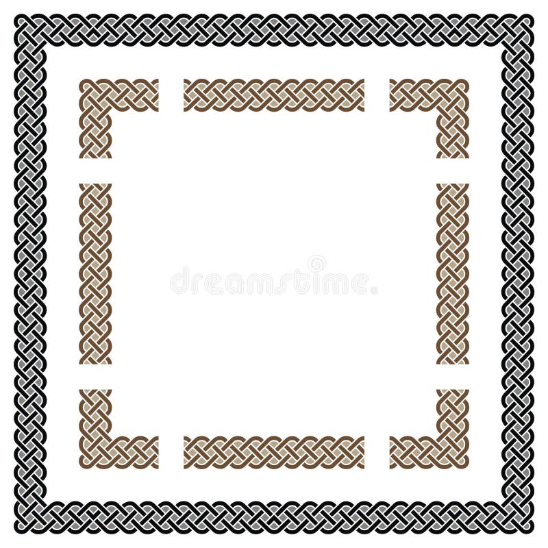 Square Celtic Knots Vector Medieval Frame in Black and White Stock ...