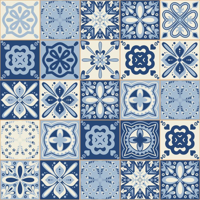 Vintage Spanish Style Square Ceramic Tile Design, Green White Beige ...