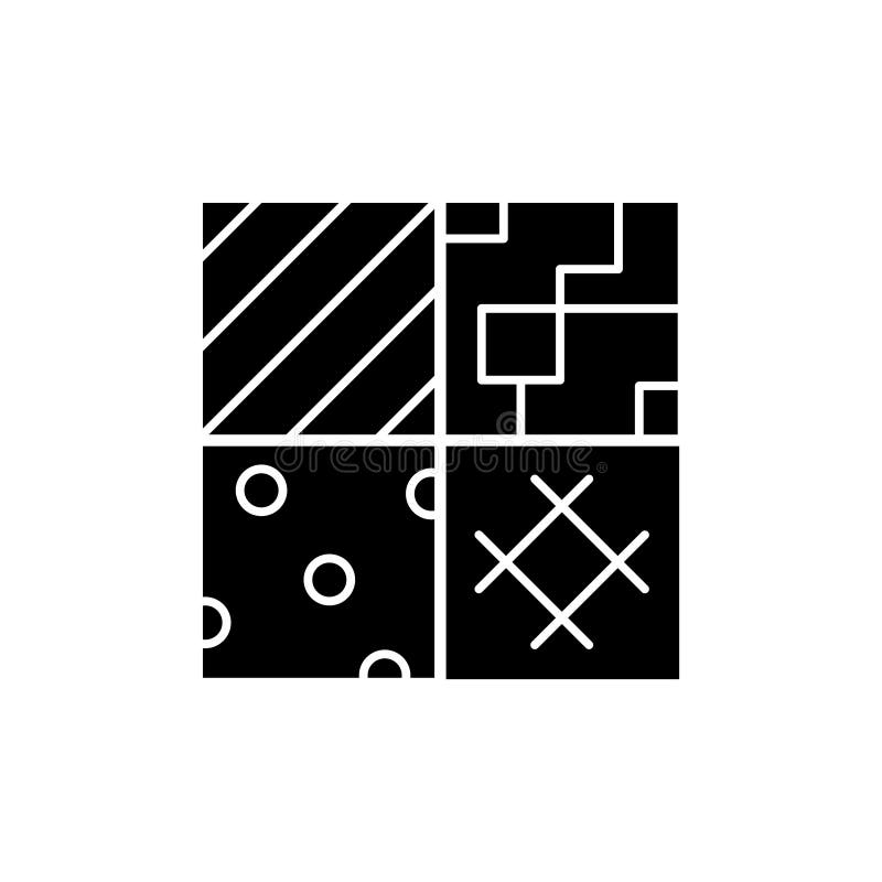 Square Ceramic Tile with Pattern Variations. Silhouette Piece of Quilt ...