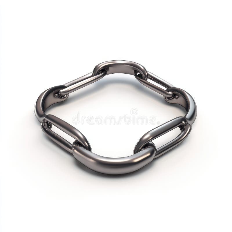 Strong Metal Chain Links Forming a Square Shape Stock Illustration ...