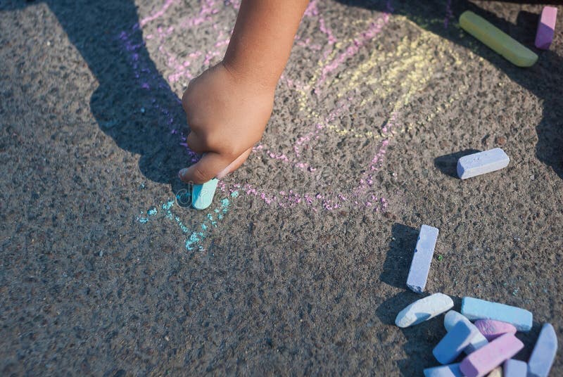 Square Chalk of Different Sizes for Drawing. Child Draws Patterns on ...