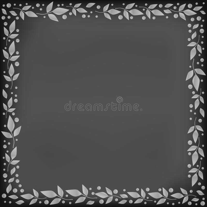 Square Chalkboard Background with Decorative Frame of White Leaves and ...