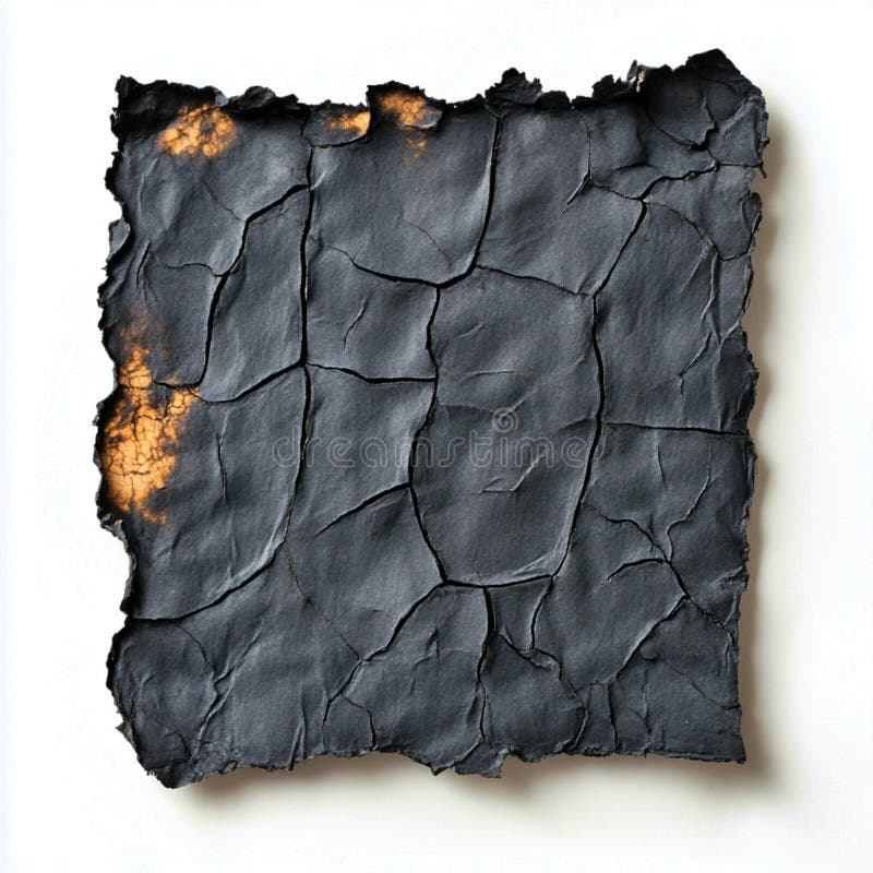 A Square of Charred Paper with Cracks and Burnt Edges Resting on a ...