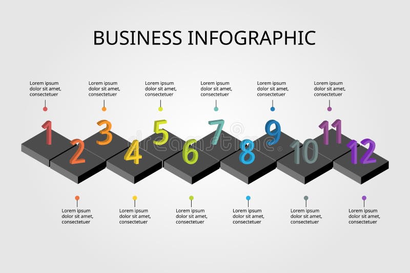 Square Chart of 12 Number of Timeline Template for Infographic for ...