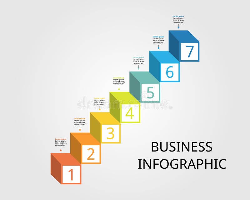 Square Chart Step Template for Infographic for Presentation for 7 ...