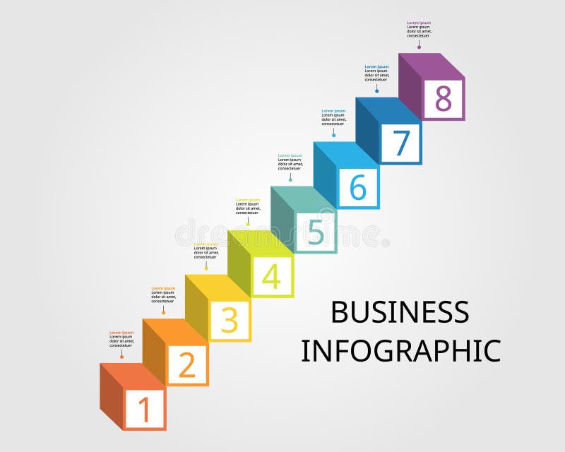 Square Chart Step Template for Infographic for Presentation for 8 ...
