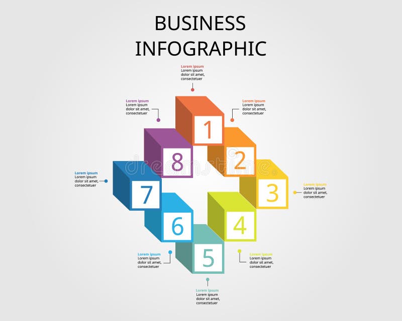 Square Chart Step Template for Infographic for Presentation for 8 ...
