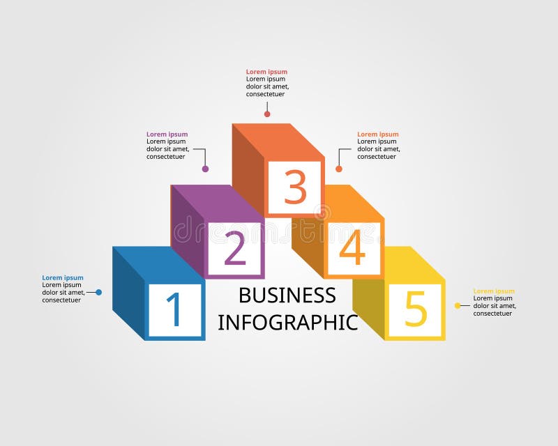 Square Chart Step Template for Infographic for Presentation for 5 ...