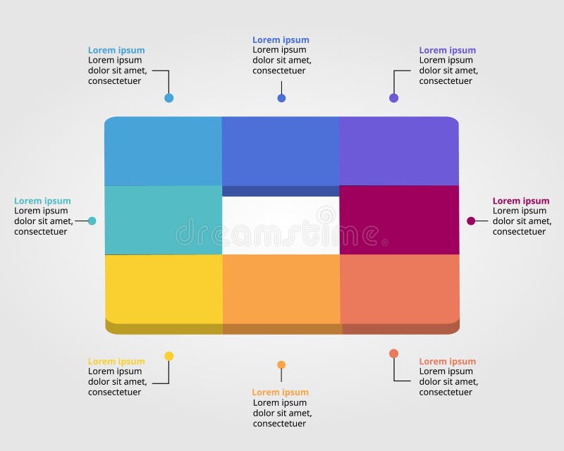 Square Chart Template for Infographic for Presentation for 8 Element ...