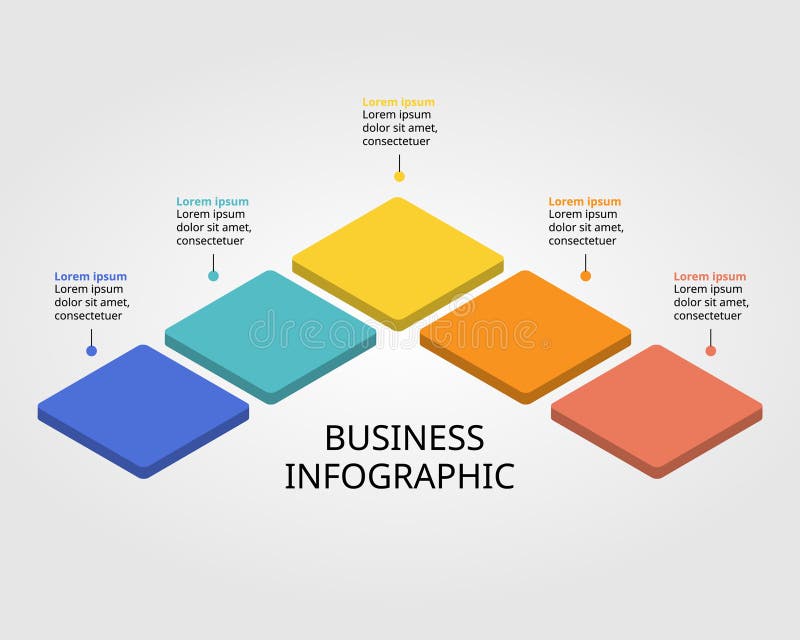 Square Chart Template for Infographic for Presentation for 5 Element ...