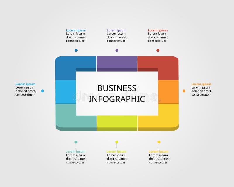 Square Chart Template for Infographic for Presentation for 8 Element ...