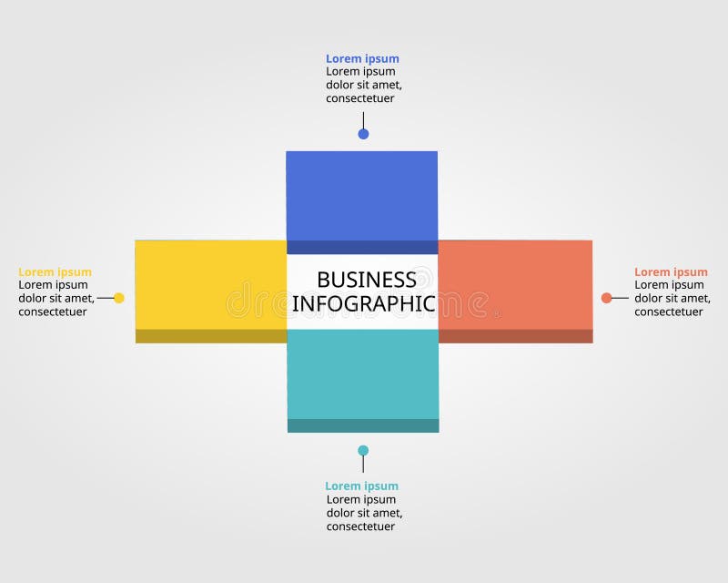 Square Chart Template for Infographic for Presentation for 4 Element ...