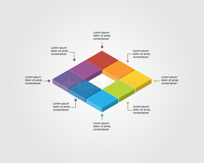 Square Chart Template for Infographic for Presentation for 8 Element ...