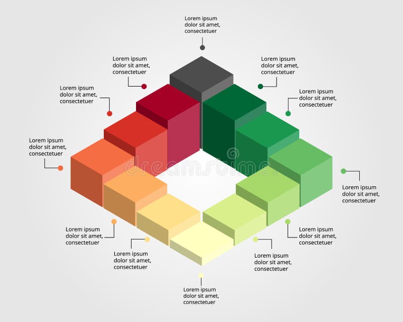 Square Chart Template for Infographic for Presentation for 12 Element ...