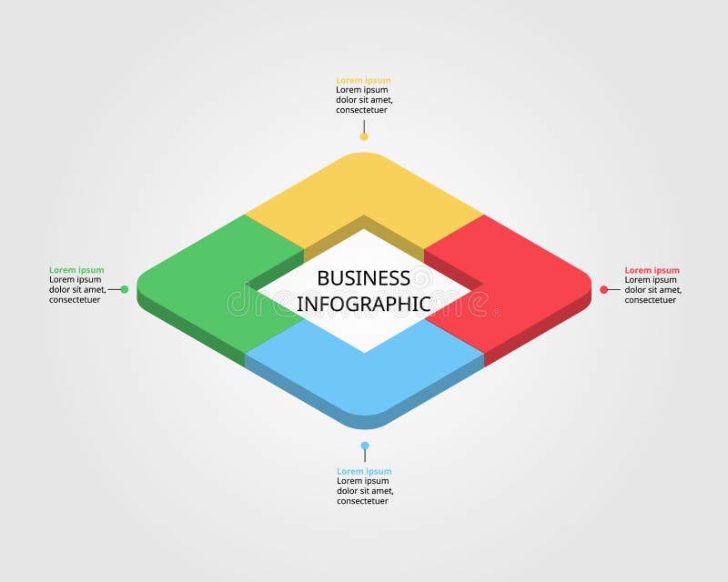 Square Chart Template for Infographic for Presentation for 4 Element ...