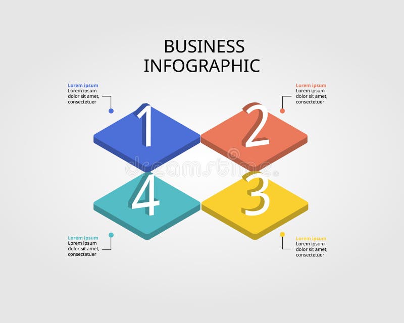 Square Chart Template for Infographic for Presentation for 4 Element ...