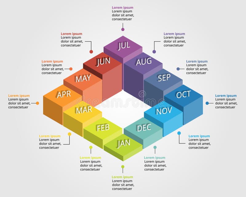 Square Chart Template with Months for Infographic for Presentation for ...