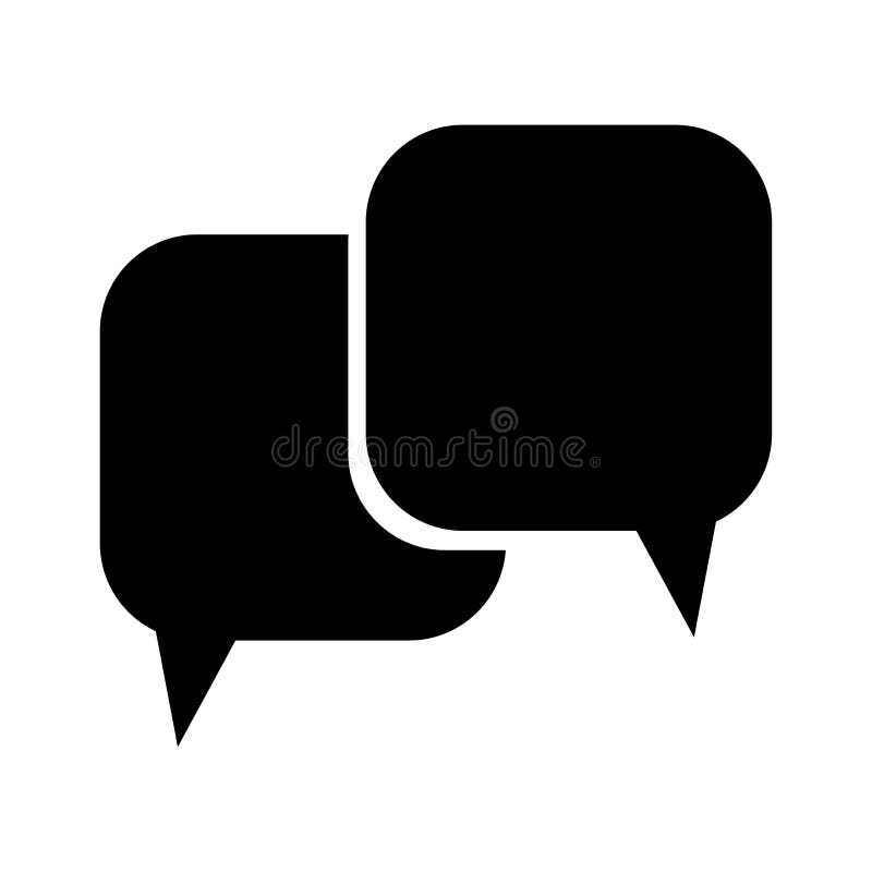 Square Chat Box Icon. Two Black Shape. Message Symbol. Soft Outline ...