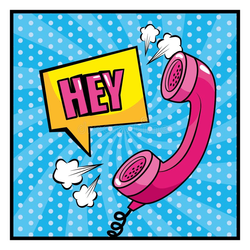 Square Chat Bubble with Hey Message and Phone Stock Vector ...