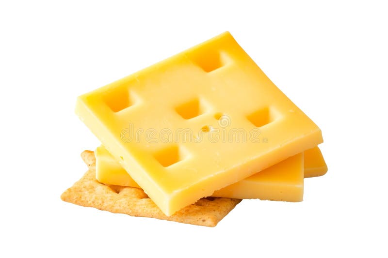 Square Cheese Crackers Isolated on White Background. Concept of Snack ...