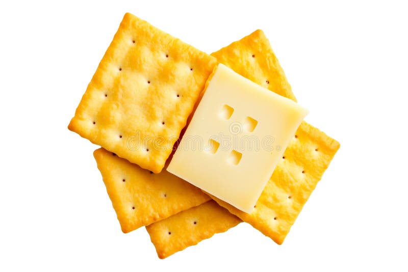 Square Cheese Crackers Isolated on White Background. Concept of Snack ...