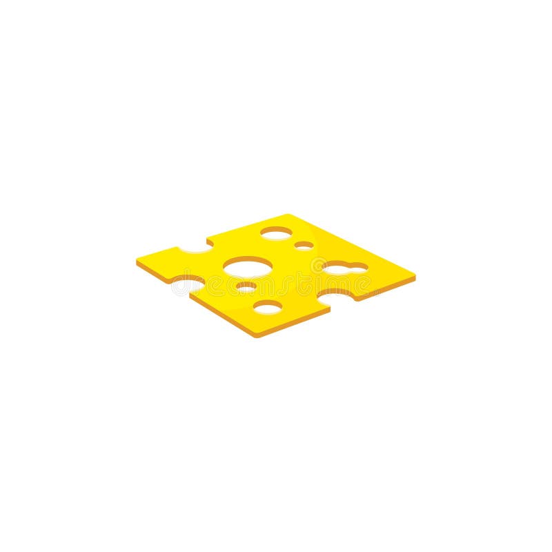 Square Cheese Slice Isolated Vector Graphics Stock Vector ...