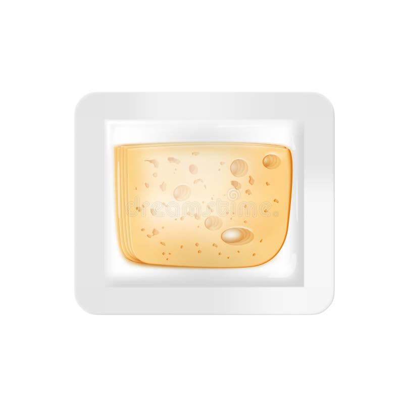 Square Cheese Slices in Plastic Package Isolated Stock Vector ...