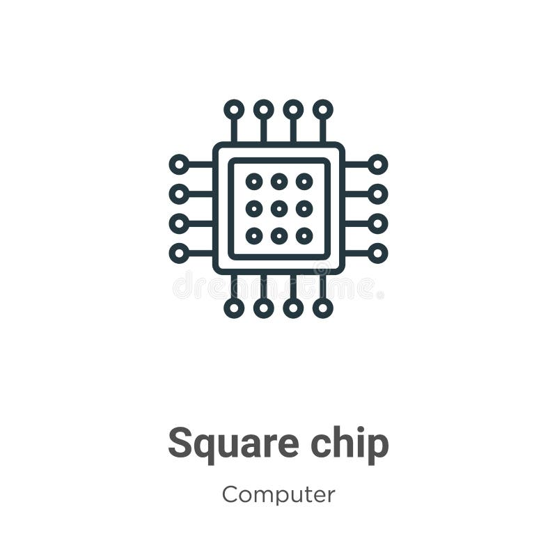 Square Chip Outline Vector Icon. Thin Line Black Square Chip Icon, Flat ...