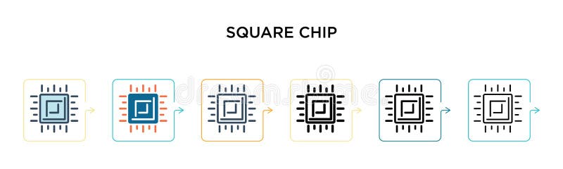Square Chip Icon in Different Style Vector Illustration. Two Colored ...