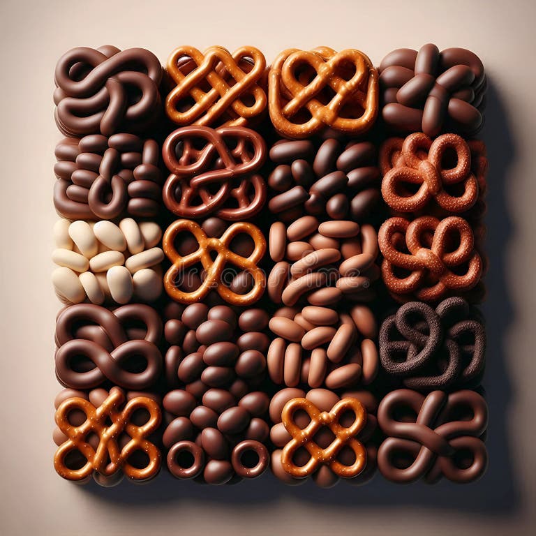 A Square with Chocolates and Nuts in the Middle. Stock Illustration ...