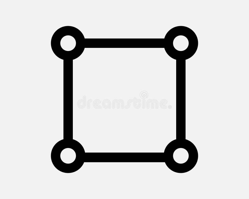 Square Circle Corner Four Points Outline Line Shape Connection Draw ...