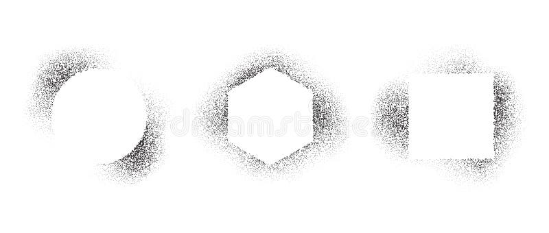 Square, Circle and Hexagon Frames Set with Spray Stencil Effect. Grunge ...
