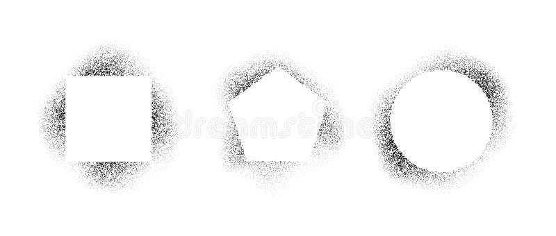 Square, Circle and Pentagon Frames Set with Spray Stencil Effect ...