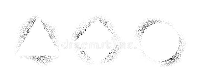 Square, Circle and Triangle Frames Set with Spray Stencil Effect ...